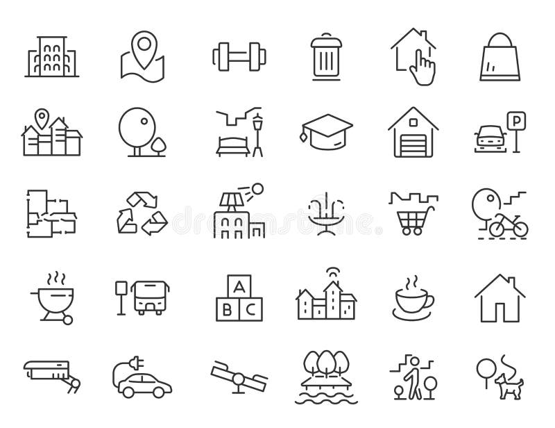 Set of Icons Infrastructure City Stock Vector - Illustration of diagram ...