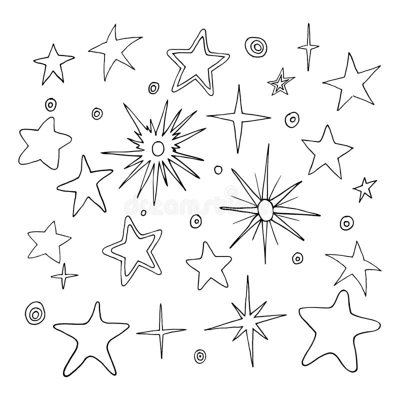 Linear stars vector set stock vector. Illustration of fancy - 91165828