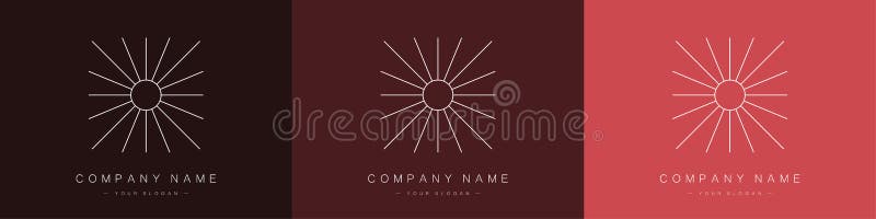 Set of Linear Sun Logos. Daylight Source. Modern Minimalistic Style ...