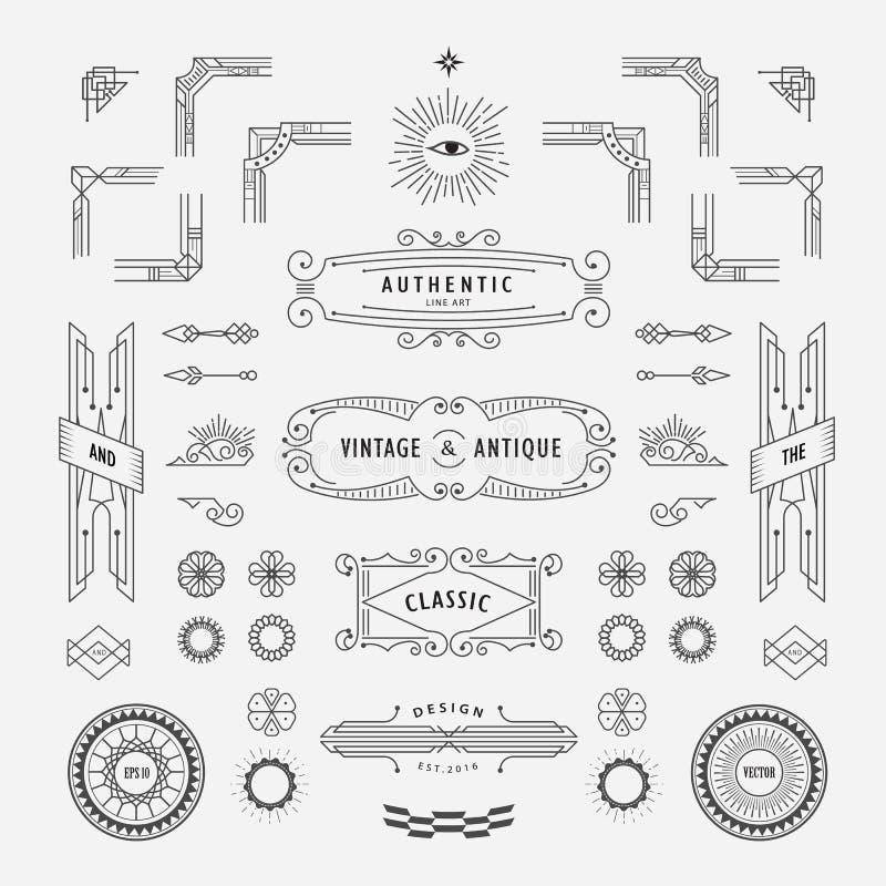 Set of Linear Thin Line Art Deco Retro Vintage Design Elements Stock ... Set of Linear Thin Line Art Deco Retro Vintage Design Elements Stock ...
