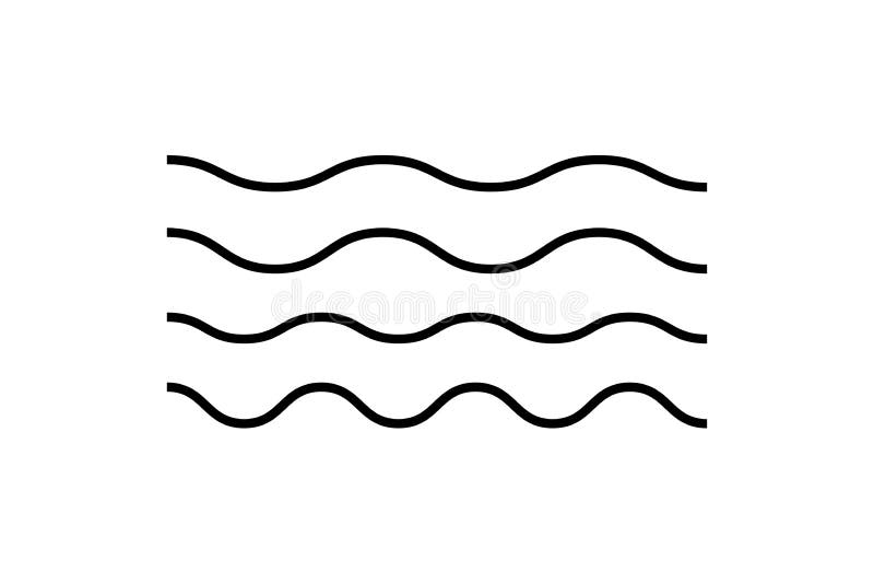 Set of Linear Vector Isolated Waves. Curved Vector Lines. Vector Sigzag ...