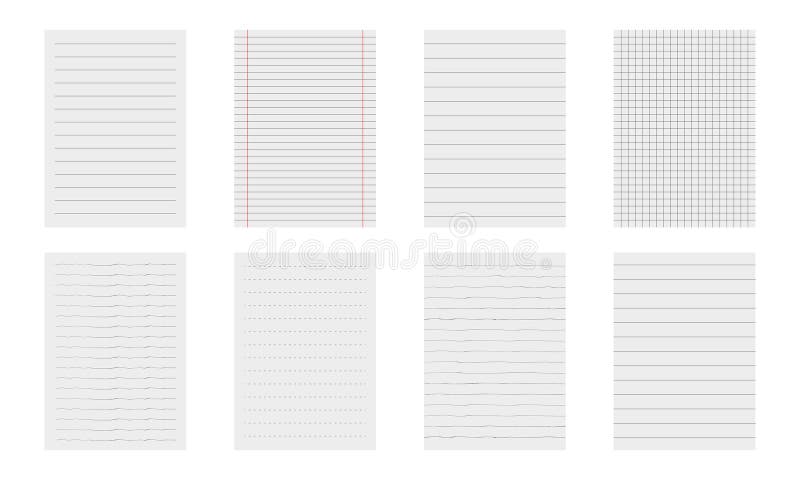 Set of Lined and Grid Paper Templates Stock Vector - Illustration of ...