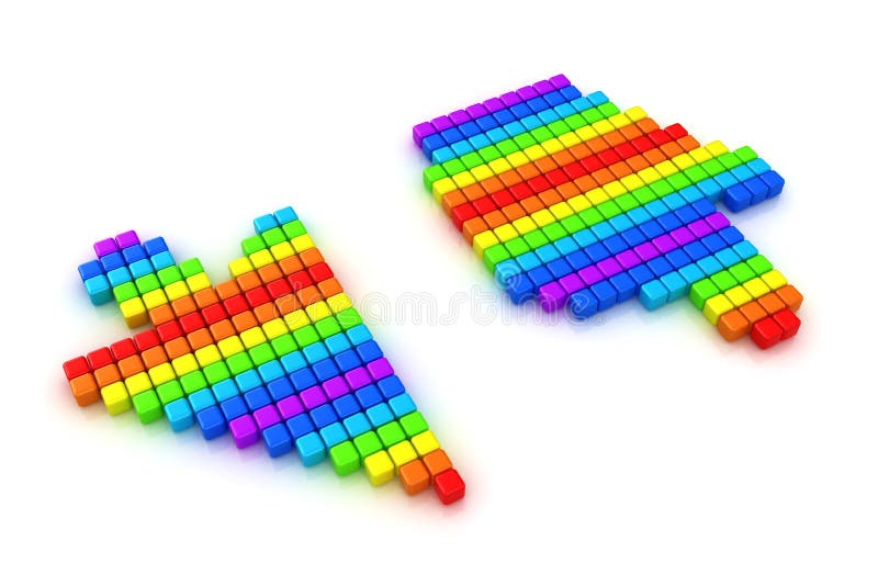 Set Of Link Selection Computer Mouse Cursor On White Background Stock