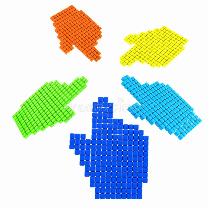 Set Of Link Selection Computer Mouse Cursor On White Background Stock
