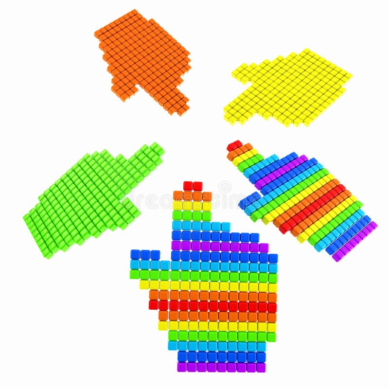 Set of Link Selection Computer Mouse Cursor on White Background Stock ...