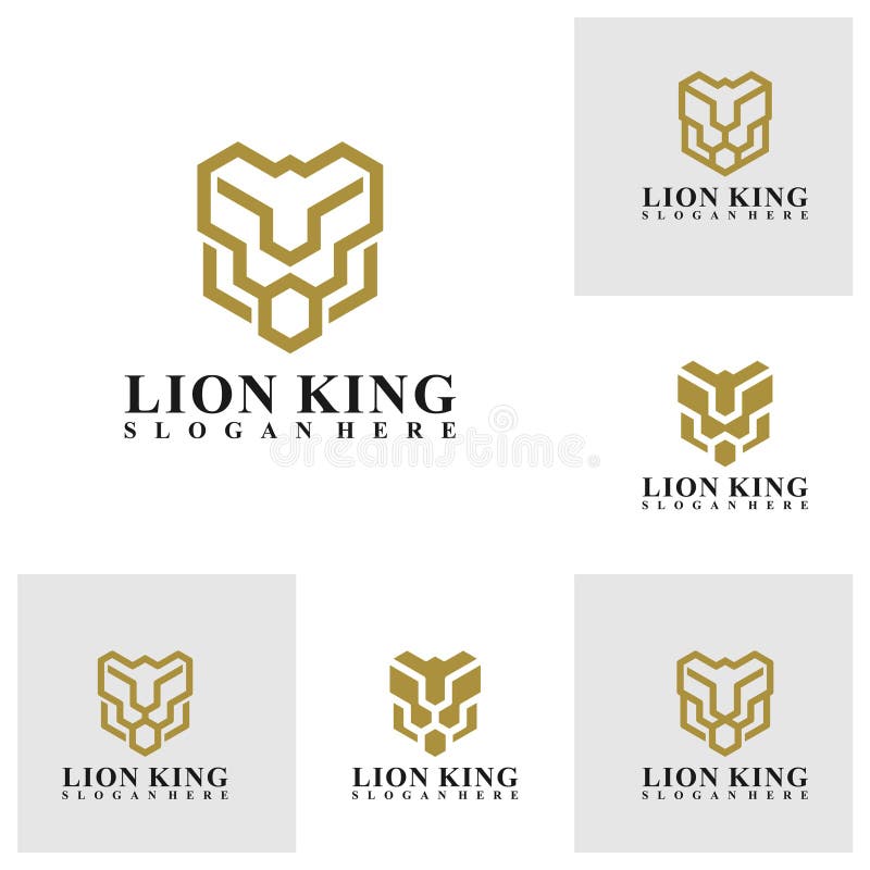 Set of Lion Logo Vector Illustration. Lion Head Logo Design Concept ...