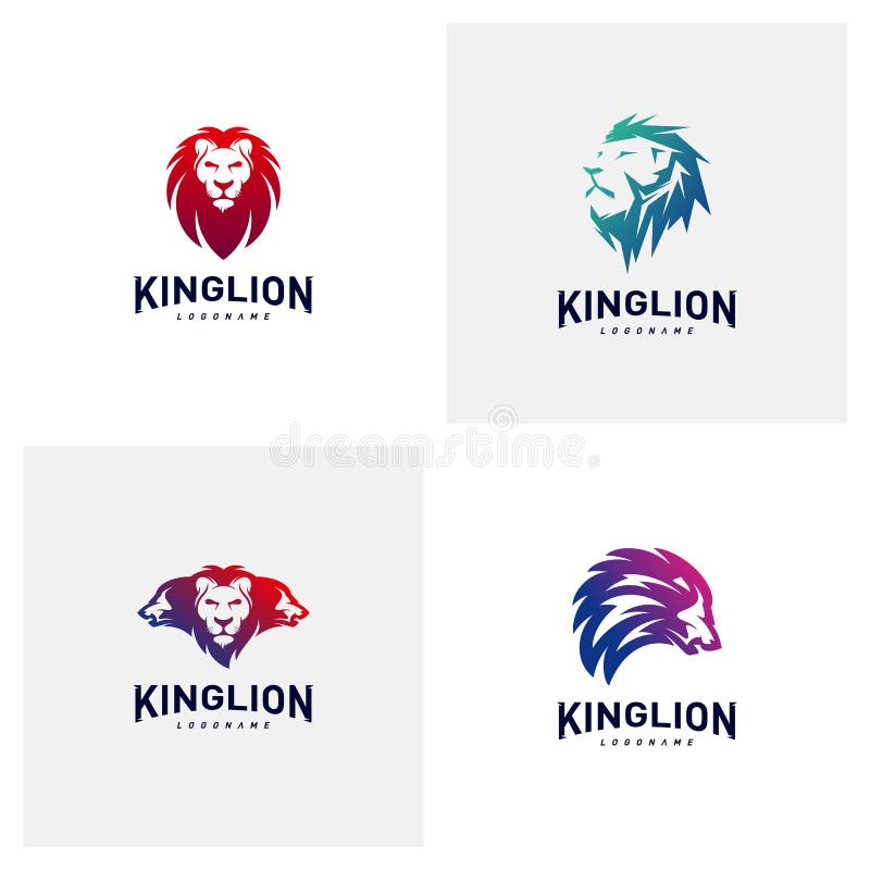 Lions Logo Design Concept. King Lions Logo Design Template Vector Stock ...