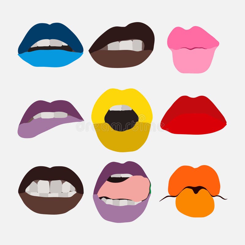 Set of Lips for Fashion, Animation, Flat Design Stock Illustration ...