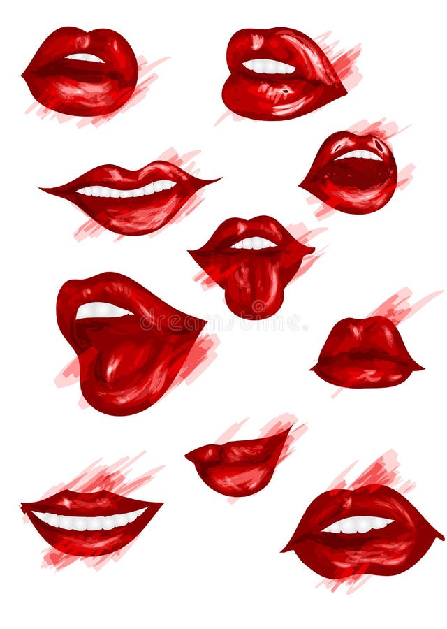 Set of lips stock illustration. Illustration of fashion - 135309381