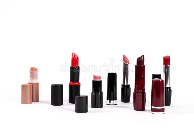 Set of Lipsticks Isolated on White Background Stock Photo - Image of ...