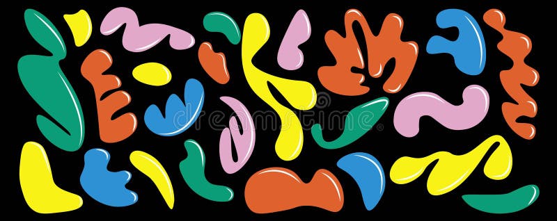 Set of Liquid Abstract Organic Blob Shapes. Wavy Elements Bubbles and ...