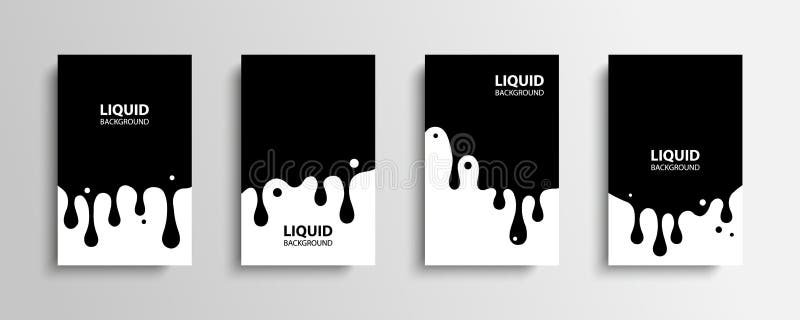 Black Blobs Set. Drip Drops, Round and Square Spots, Splash Shapes, Ink Paint Leak or Liquid ...