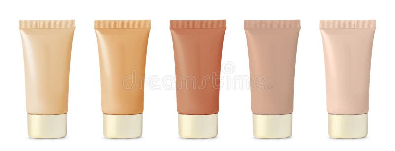 Set of Liquid Foundations in Different Shades Isolated on White Stock ...