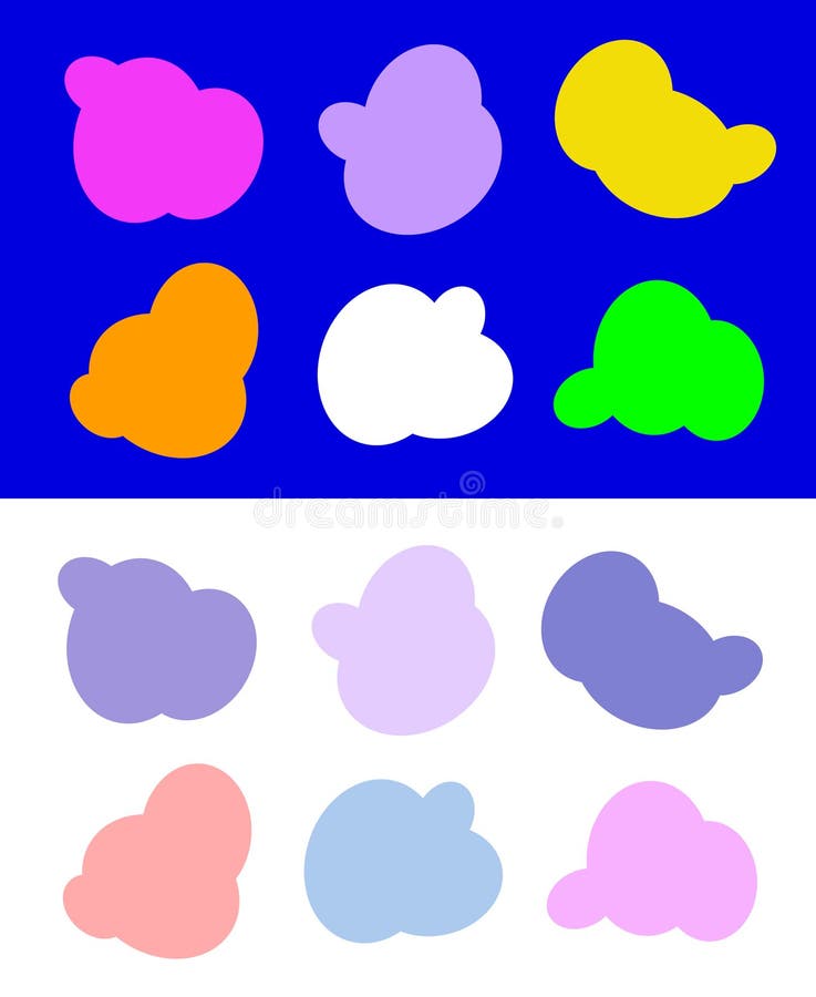 Set of Liquid Shape. Abstract Cloud Groovy Funky Sticker. Bubble ...