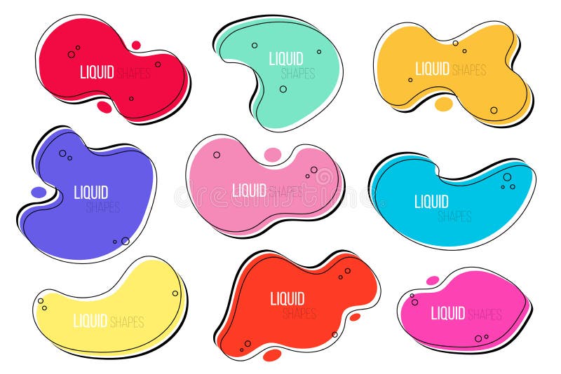 Set of Liquid Shapes Element Graphic. Abstract Fluid Banners for Design ...