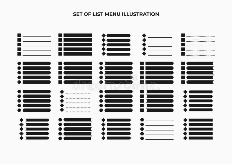 Set of List Menu Illustration Stock Vector - Illustration of line, plan ...