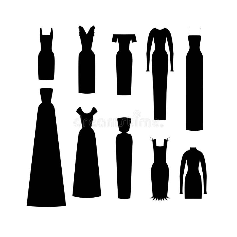 Set Little Black Dress. Isolated Flat 2d Vector. Stock Vector ...