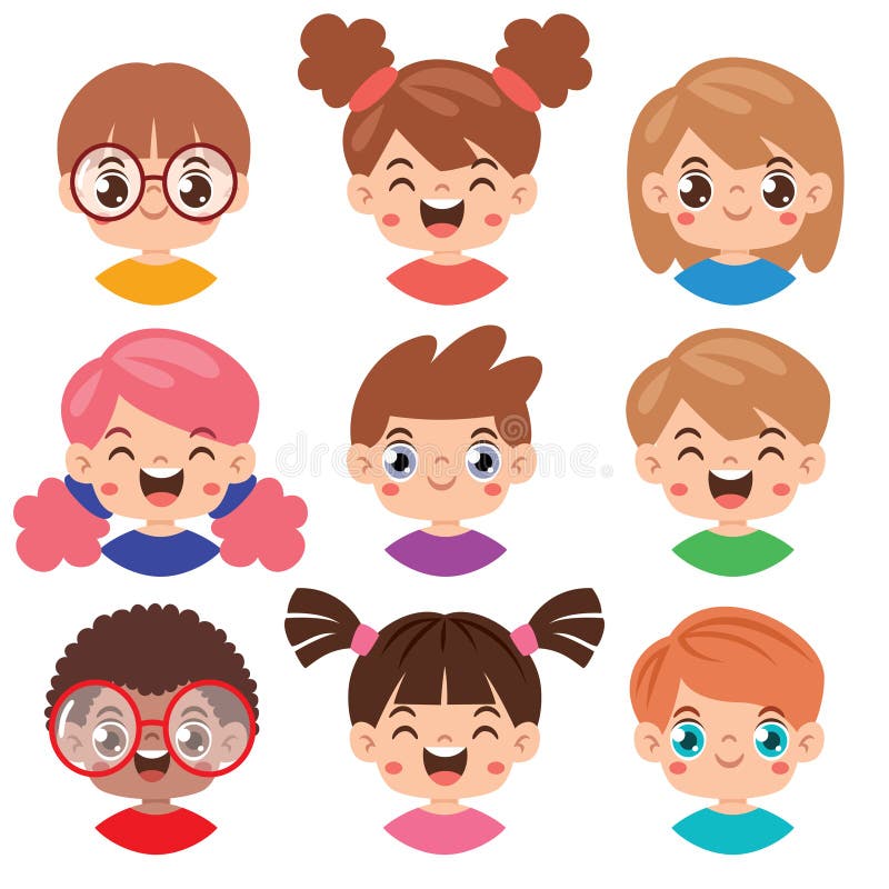 Set of Little Cartoon Kids stock illustration. Illustration of ...