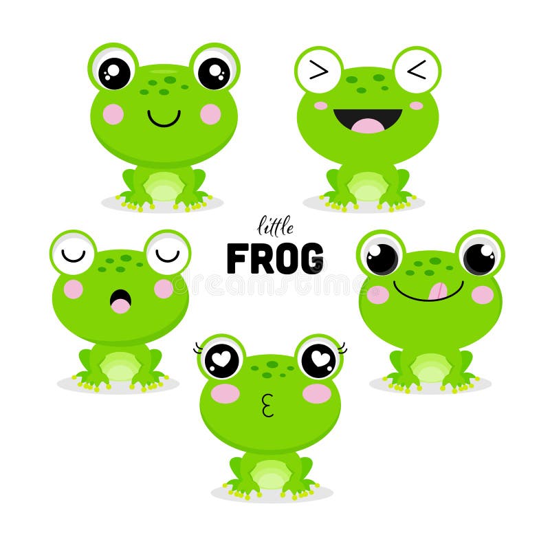 Set of Little Frogs in Cartoon Style Stock Vector - Illustration of ...