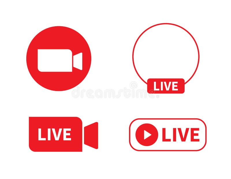 Set of Live Stream Icon on White Background. Broadcasting, YouTube Live ...