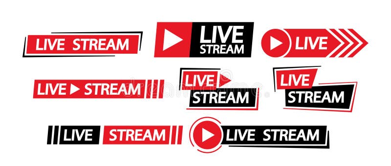 Set of Live Stream Icons for Online Broadcasting and Streaming Feature ...