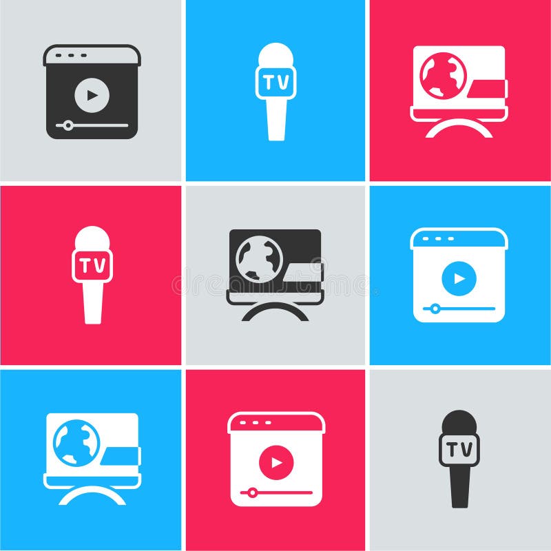 Set Live Stream, Microphone and Breaking News Icon. Vector Stock Vector ...
