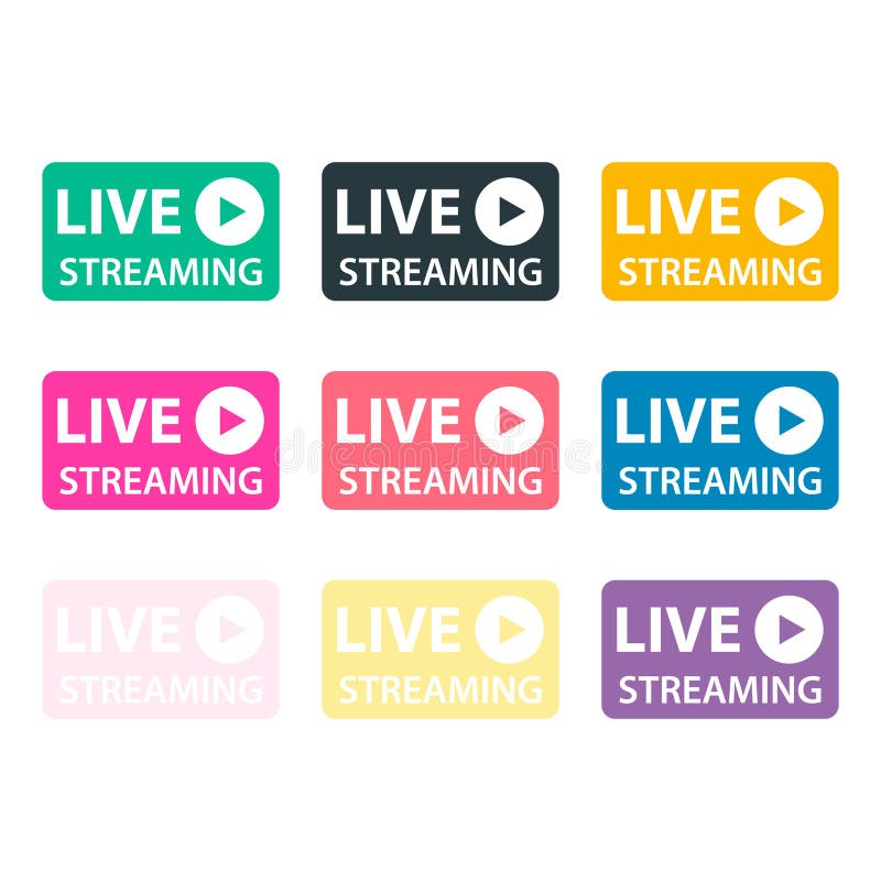 Set of Live Streaming Icon, Stream Button Design, Web Player Vector ...