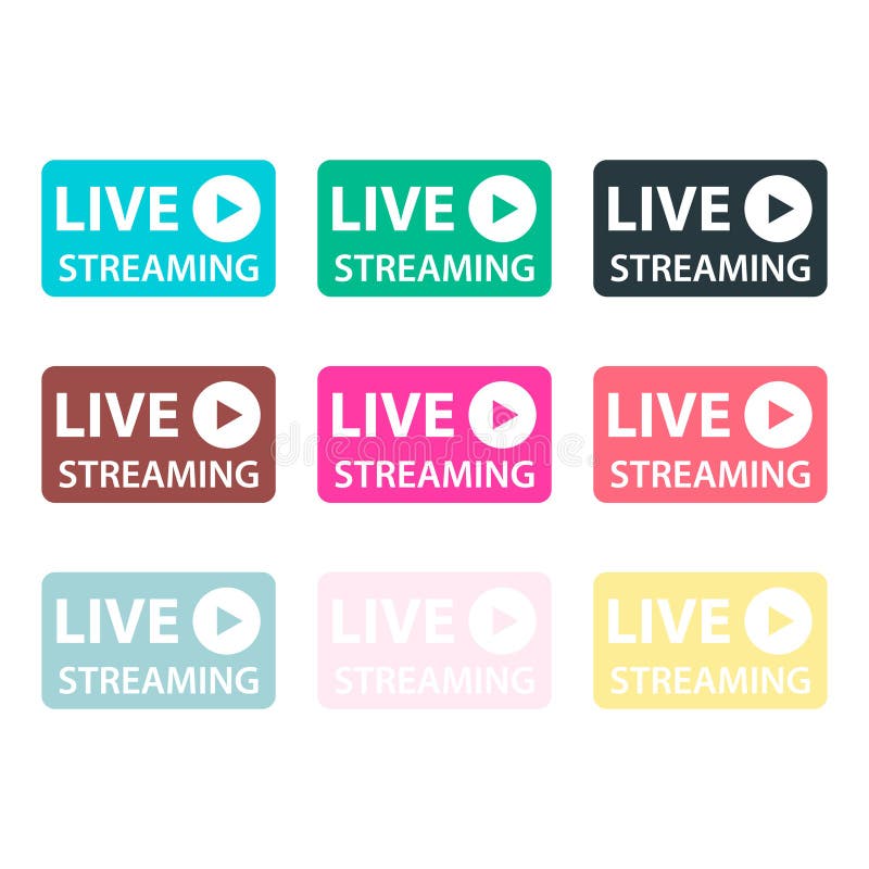 Set of Live Streaming Icon, Stream Button Design, Web Player Vector ...