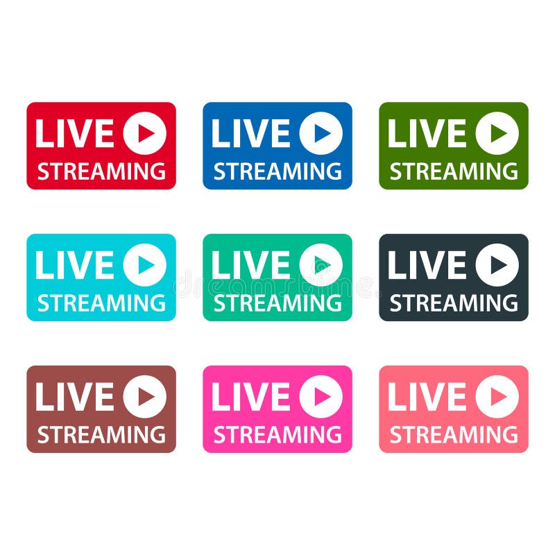 Set of Live Streaming Icon, Stream Button Design, Web Player Vector ...