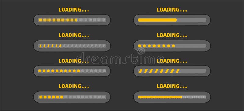 Set of Load Bar Progress. Vector Illustration of Loading Bar, Level ...