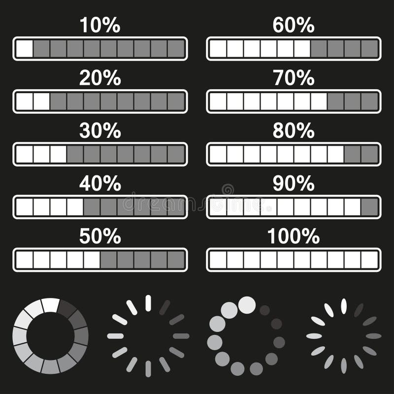 Set of Loading Bar Icons. Vector Illustration Stock Vector ...