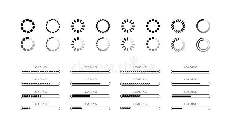 Set Loading Bar Progress Icons Isolated on White Background Stock Vector - Illustration of graph ...