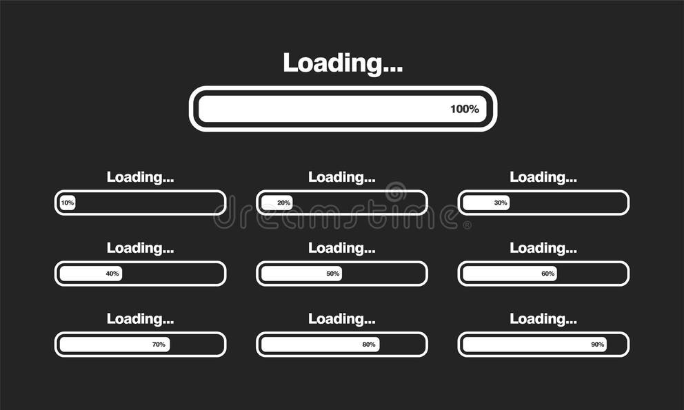 Set of Loading Bar Vector Illustration. Progress Visualization. Loading ...