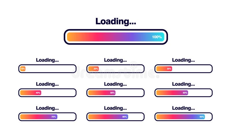 Set Of Loading Bar Vector Illustration Progress Visualization Loading