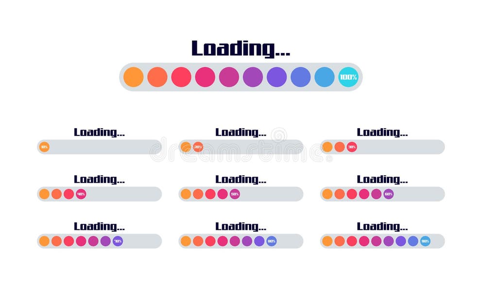 Set of Loading Bar Vector Illustration. Progress Visualization. Loading ...