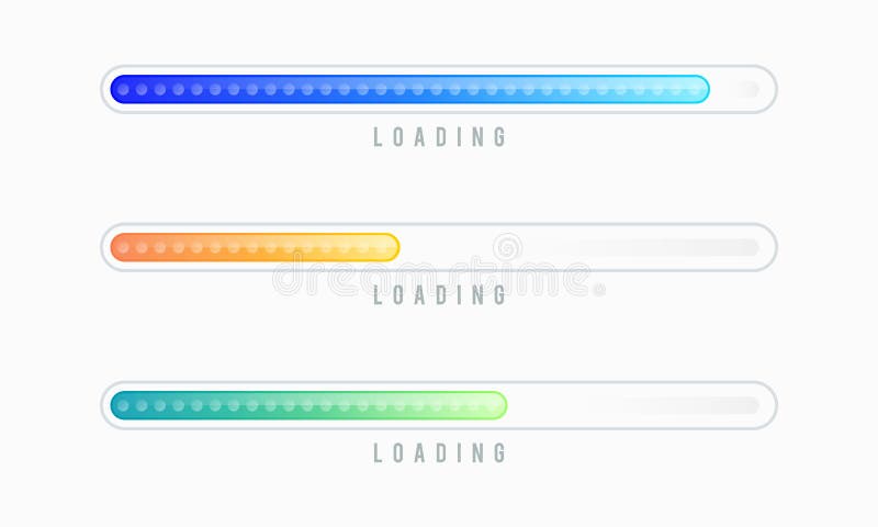 Set of Loading Bar Vector Illustration. Progress Visualization. Loading Status Collection Stock ...