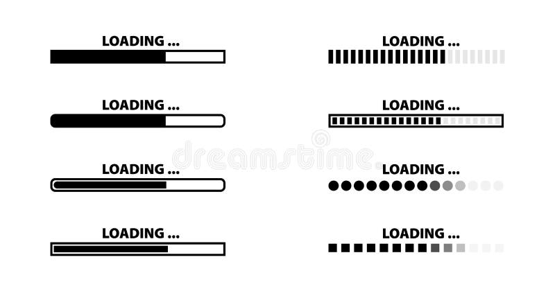 Set of Loading Bars or Progress Bars Stock Vector - Illustration of ...