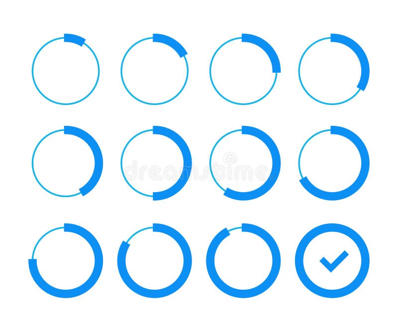 Set Loading Blue Circle in Flat Style Stock Illustration - Illustration ...