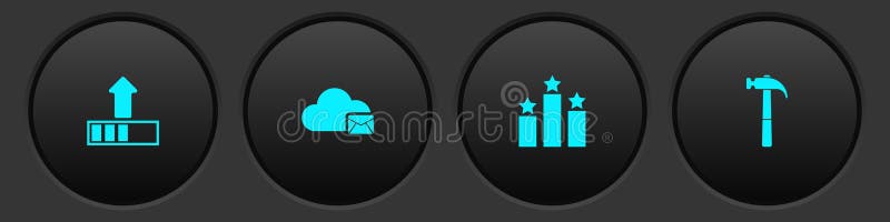 Set Loading, Cloud Mail Server, Ranking Star and Hammer Icon. Vector ...