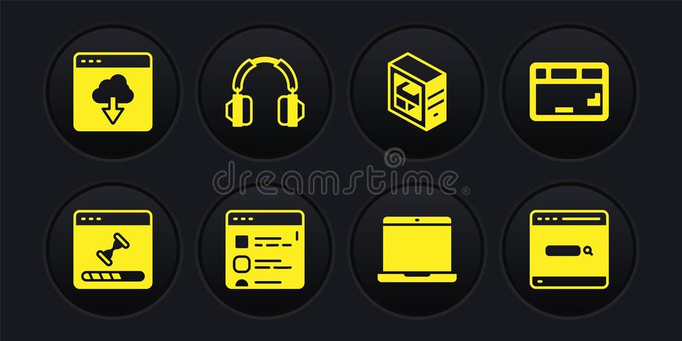 Set Loading Data Window, Keyboard, Browser Files, Laptop, Computer, Headphones, Search Engine ...