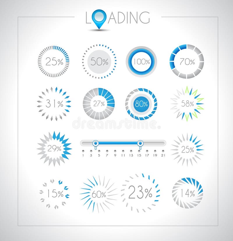 Set of Loading Design Elements Stock Illustration - Illustration of ...