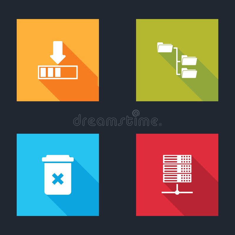 Set Loading, Folder Tree, Trash Can and Server, Data, Web Hosting Icon ... Set Loading, Folder Tree, Trash Can and Server, Data, Web Hosting Icon ...