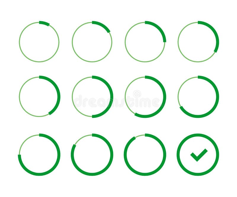 Set Loading Green Circle in Flat Style Stock Vector - Illustration of ...