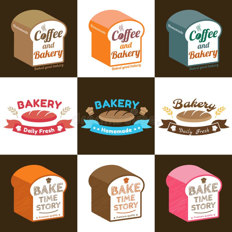 Set of Loaf Bread Bakery Badge Label Sticker Design in Vector Stock ...