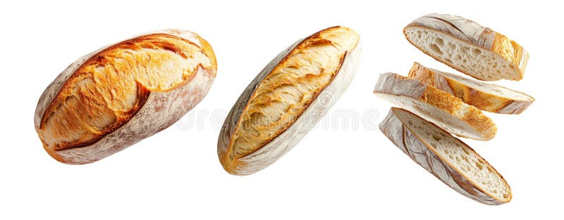 Set of Loaf of Sourdough Bread, Crust and Texture Isolated on White ...