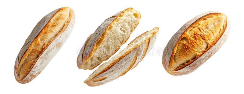 Set of Loaf of Sourdough Bread, Crust and Texture Isolated on White ...
