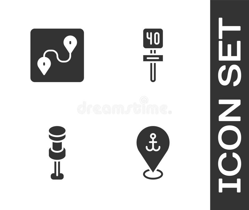 Set Location with Anchor, Route Location, Push Pin and Road Traffic ...