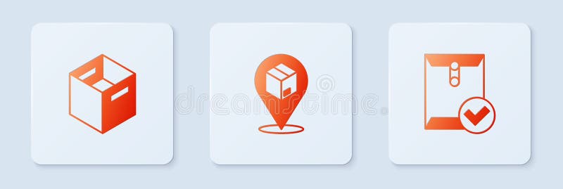 Set Envelope and Check Mark, Carton Cardboard Box, and . Square Glass ... Set Envelope and Check Mark, Carton Cardboard Box, and . Square Glass ...