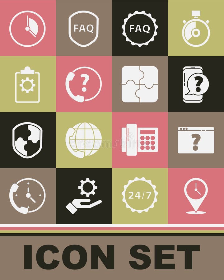 Set Location with Clock, Browser Question Mark, Mobile Phone, Label ...