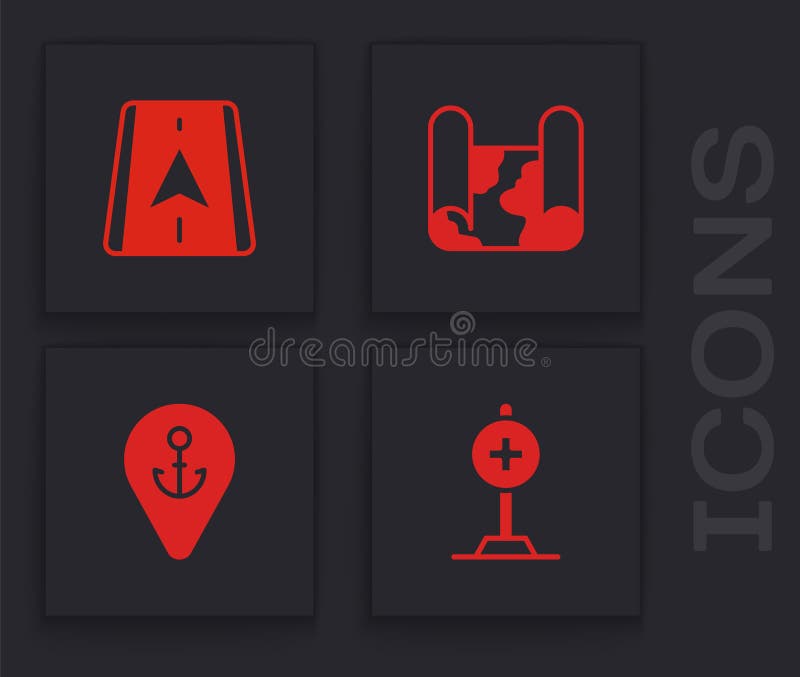 Set Location with Cross Hospital, City Map Navigation, Folded and ...